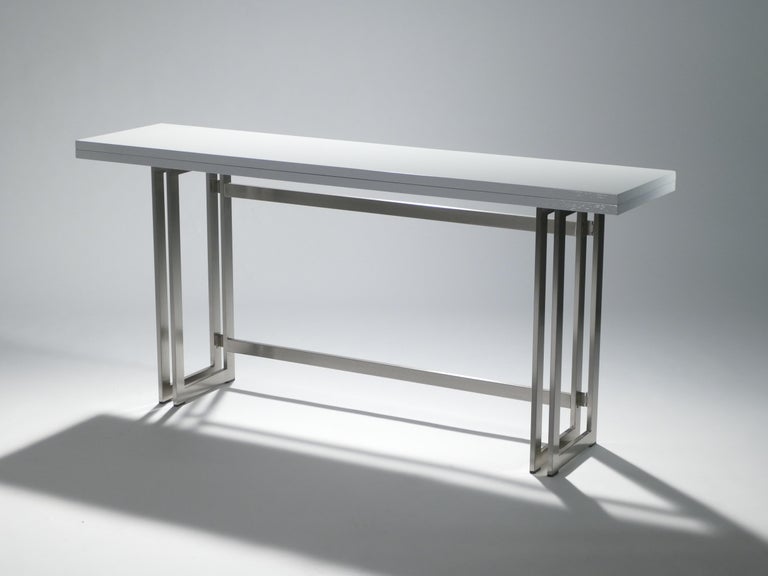 Italian Midcentury White Lacquer Extending Console Table, 1970s at 1stDibs