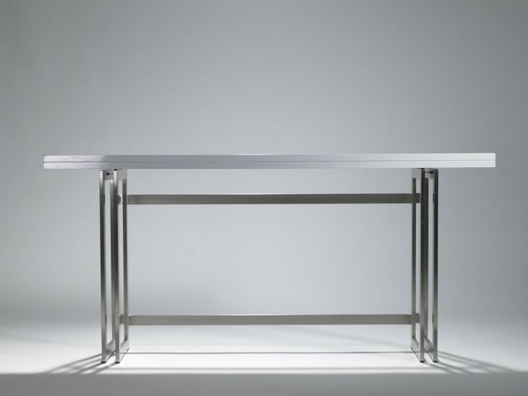 Italian Midcentury White Lacquer Extending Console Table, 1970s at 1stDibs