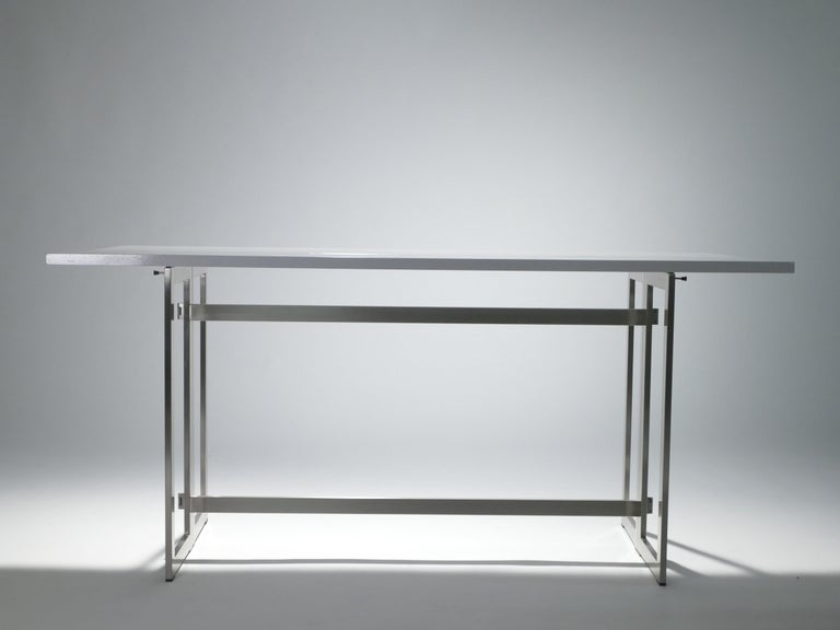 Italian Midcentury White Lacquer Extending Console Table, 1970s at 1stDibs