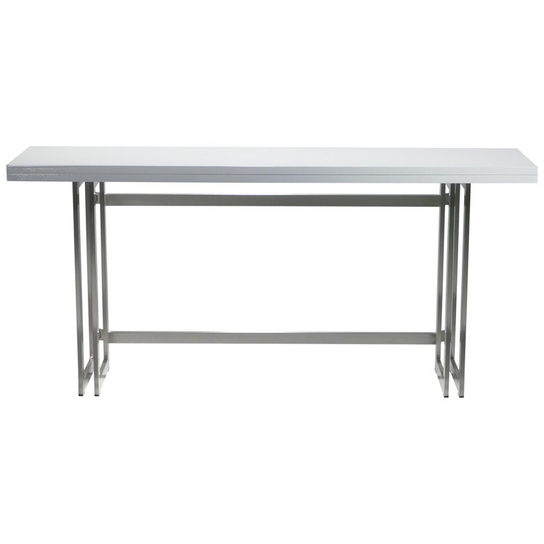 Italian Midcentury White Lacquer Extending Console Table, 1970s at 1stDibs