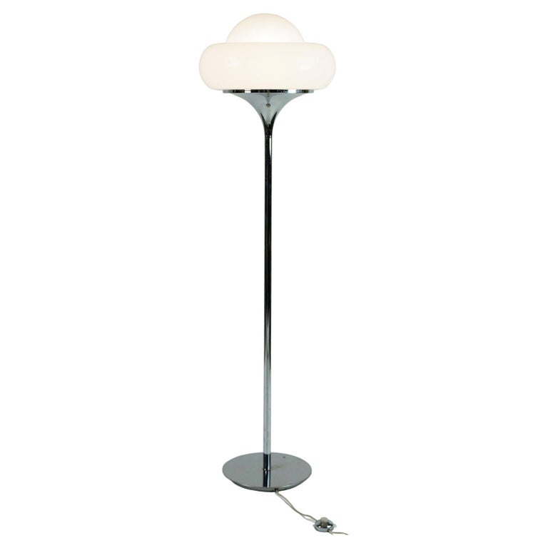 Italian Midcentury White Perspex, Glass and Chrome Floor Lamp by Harvey ...