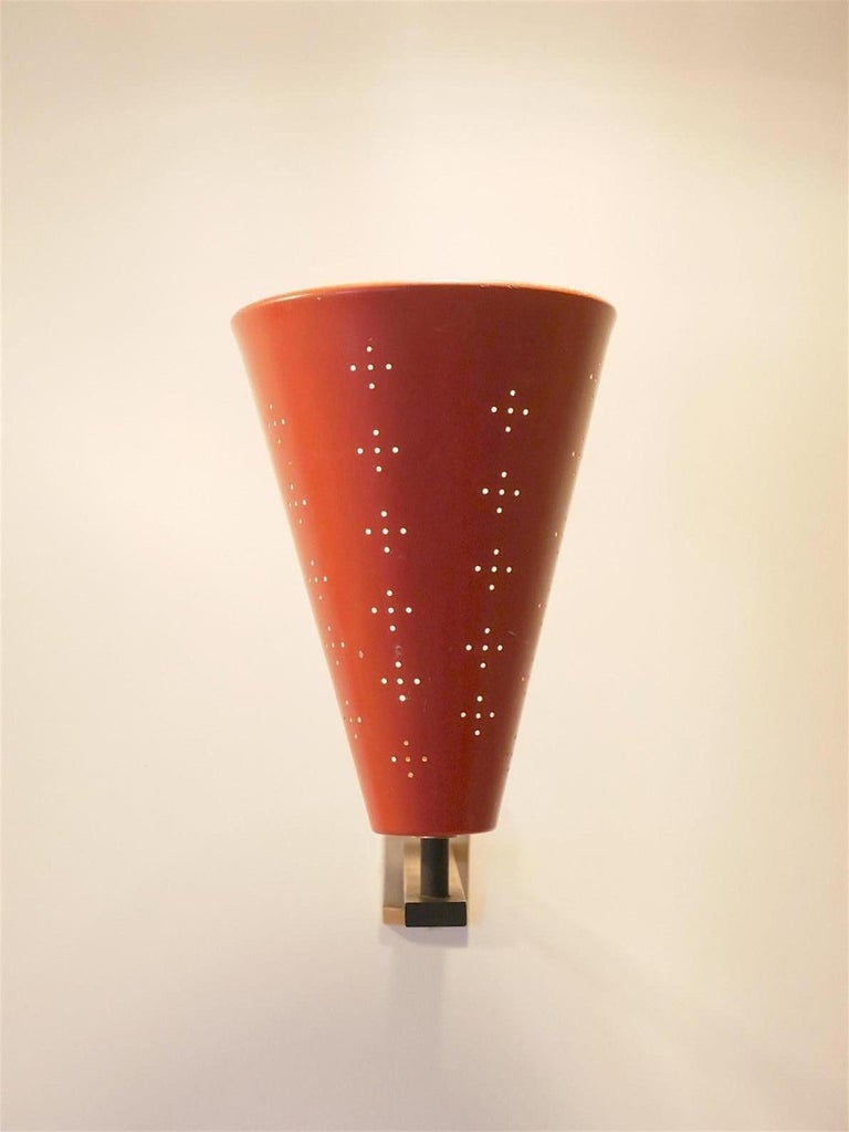 Italian Minimalist Perforated Metal Cone Sconce, 1950s For Sale at 1stDibs