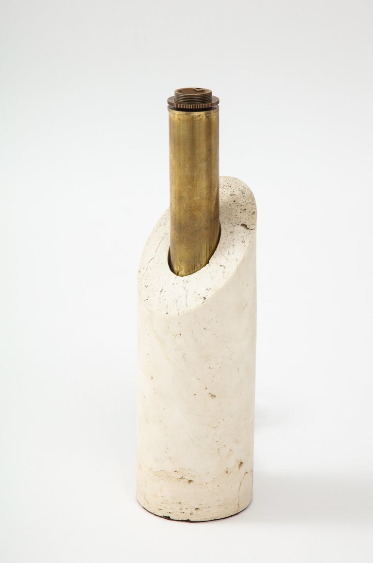 Italian Minimalist Travertine and Brass Lipstick Lamp, 1970's For Sale ...