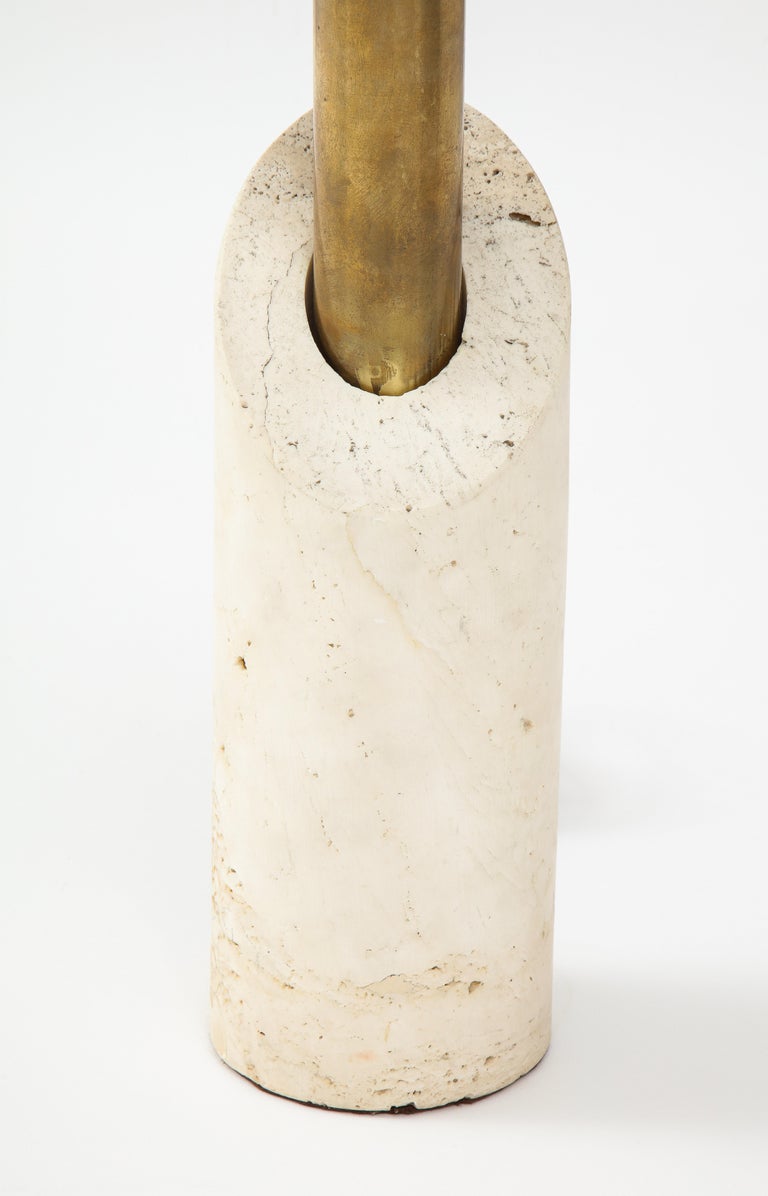Italian Minimalist Travertine and Brass Lipstick Lamp, 1970's For Sale ...