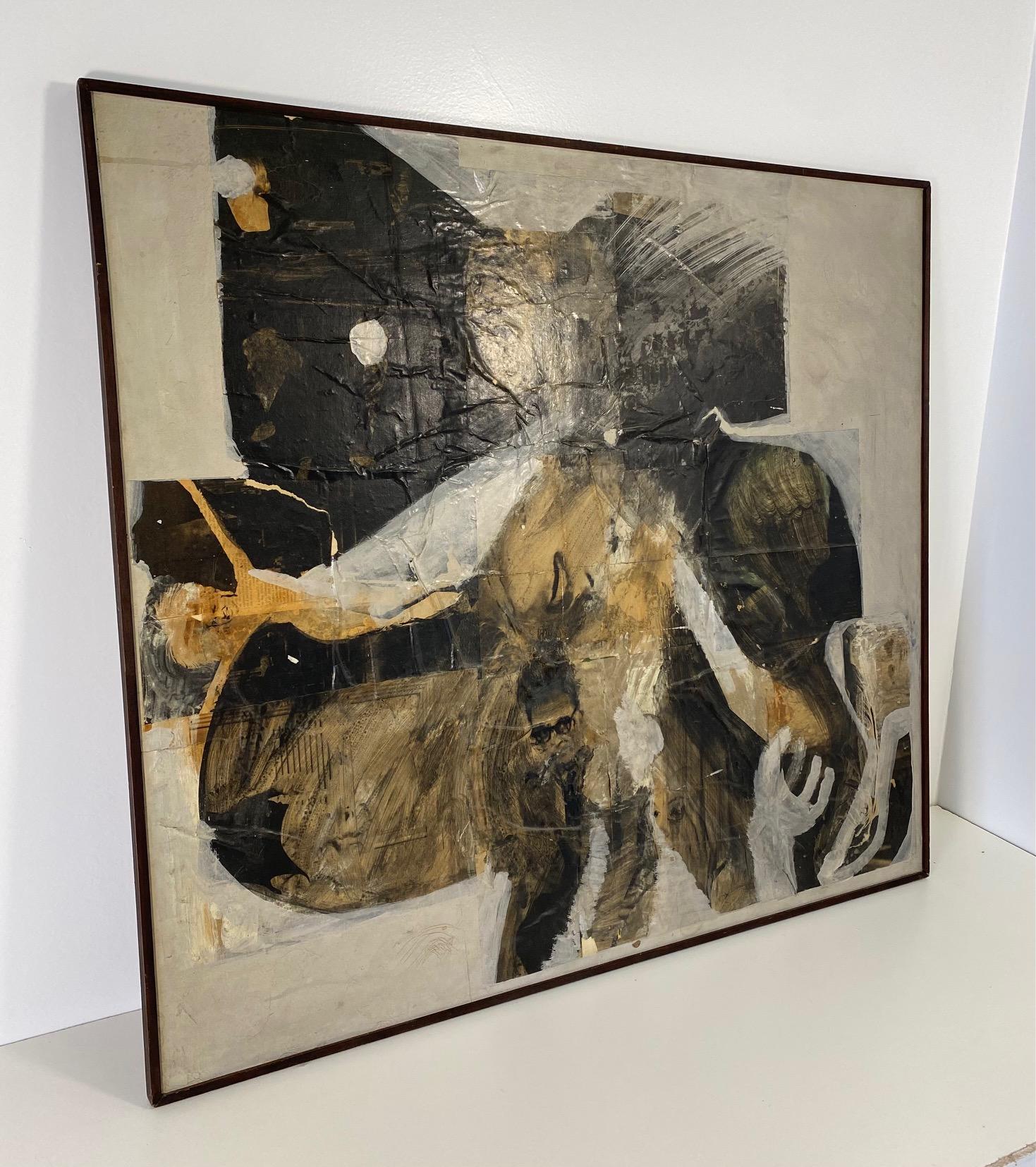 Italian Mixed Media Canvas- 'Personaggio' For Sale at 1stDibs