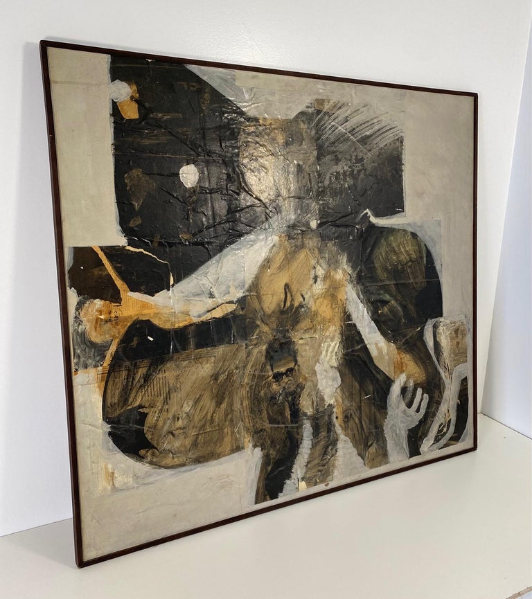 Italian Mixed Media Canvas- 'Personaggio' For Sale at 1stDibs