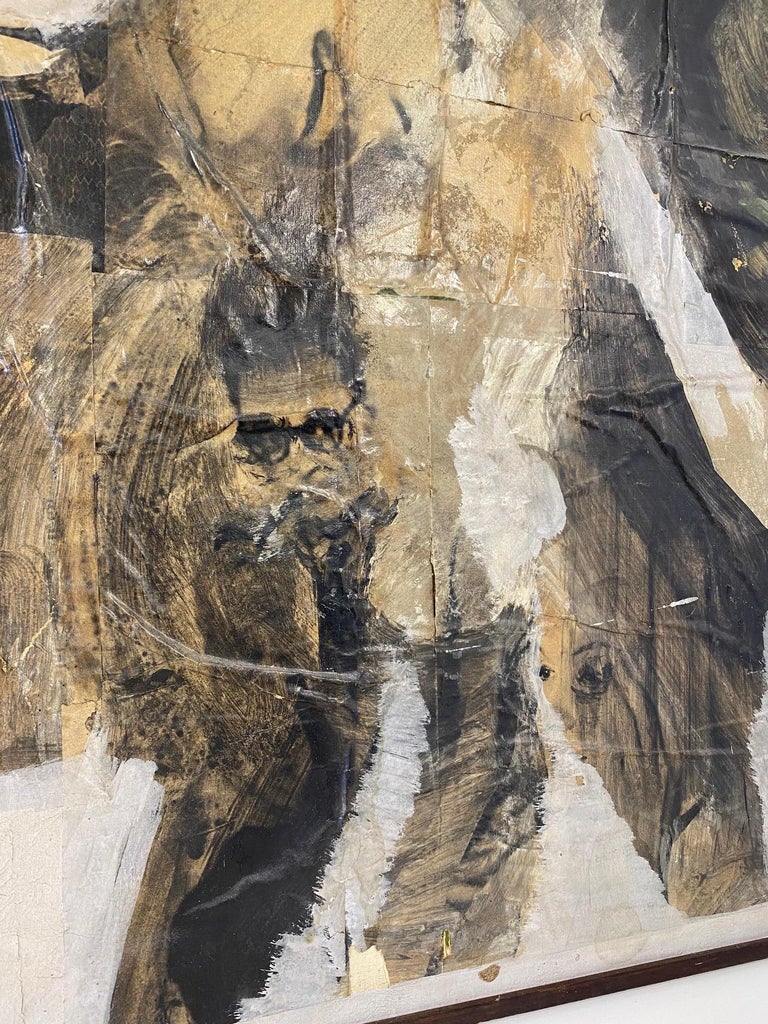 Italian Mixed Media Canvas- 'Personaggio' For Sale at 1stDibs
