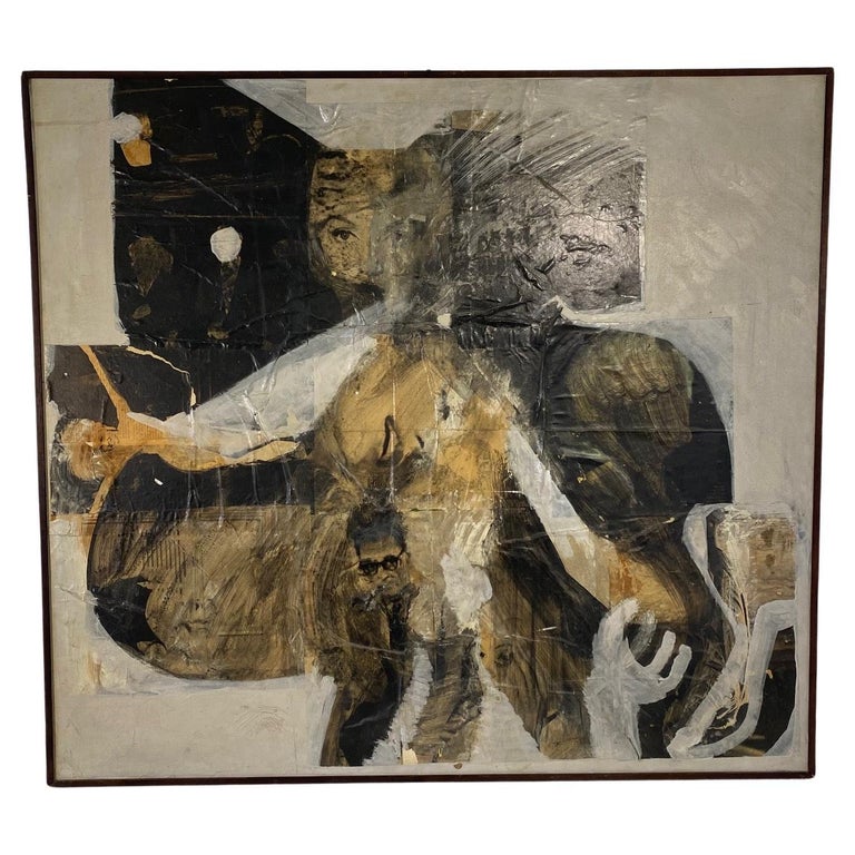 Italian Mixed Media Canvas- 'Personaggio' For Sale at 1stDibs