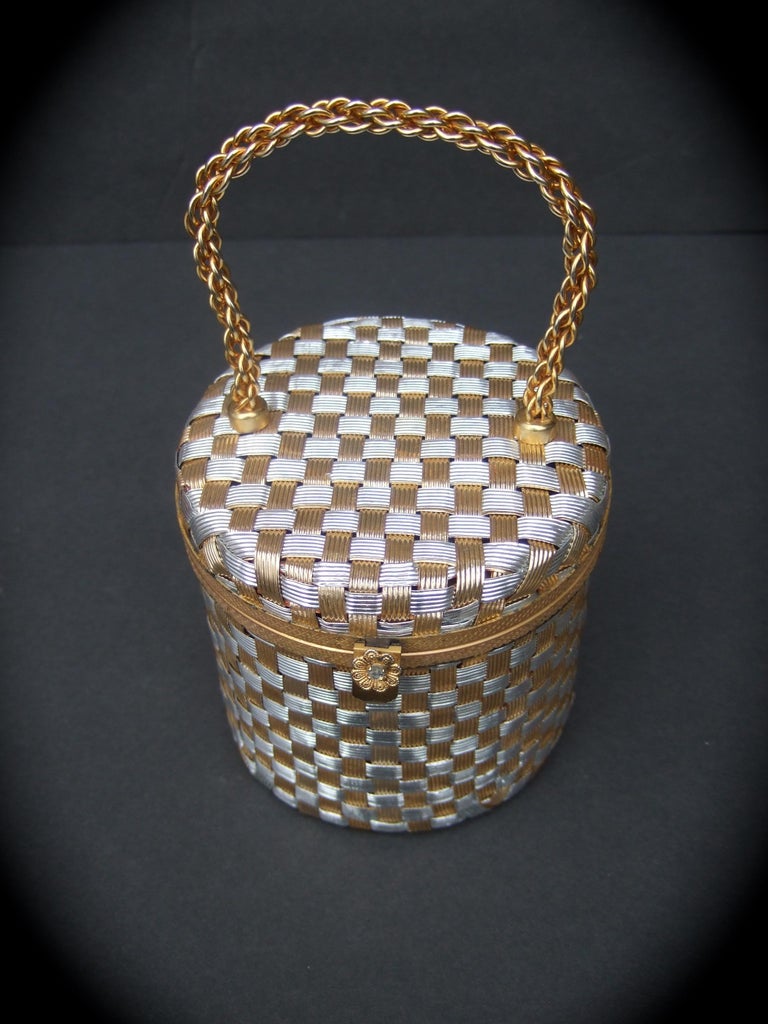 Italian Mixed Metal Basket Weave Diminutive Evening Bag by Walborg c ...