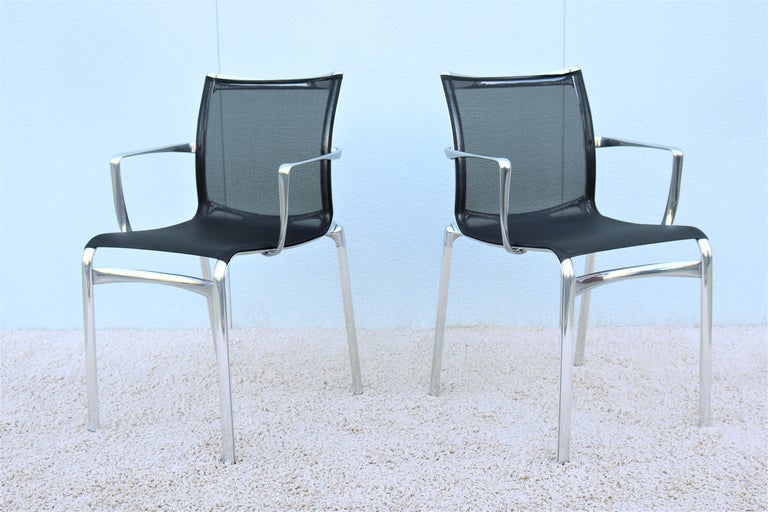 Italian Modern Alberto Meda for Alias Bigframe Mesh Dining Armchairs, a ...