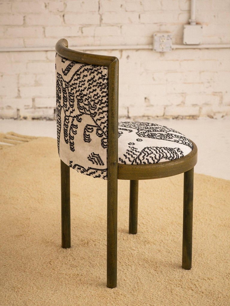 Italian Modern Bentwood Chair by Montina Upholstered in Dedar “Tiger ...