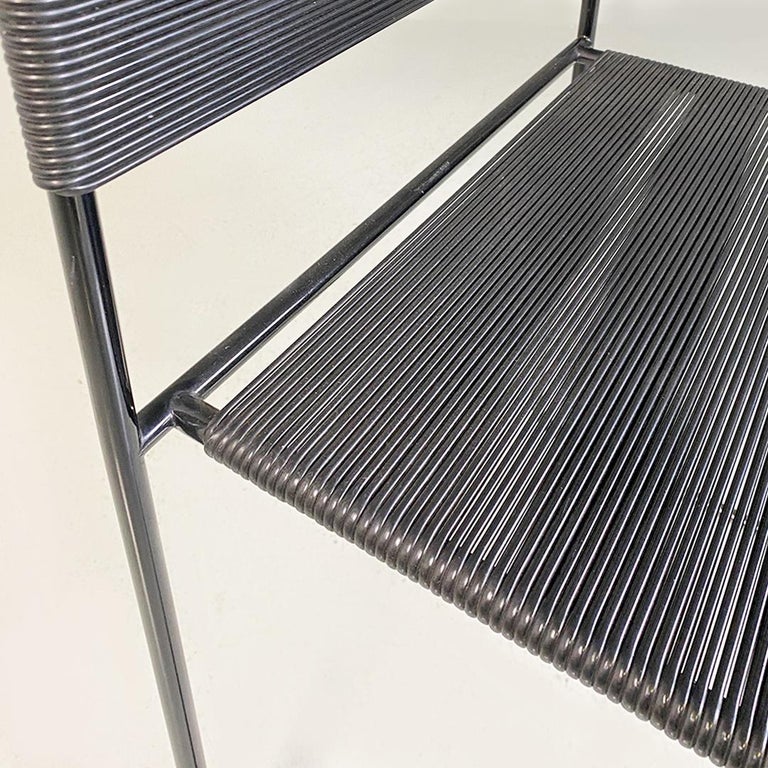 Italian Modern Black Scooby and Metal Spaghetti Chair by G. Belotti ...