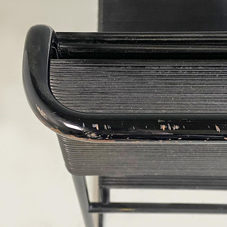 Italian Modern Black Scooby and Metal Spaghetti Chair by G. Belotti ...