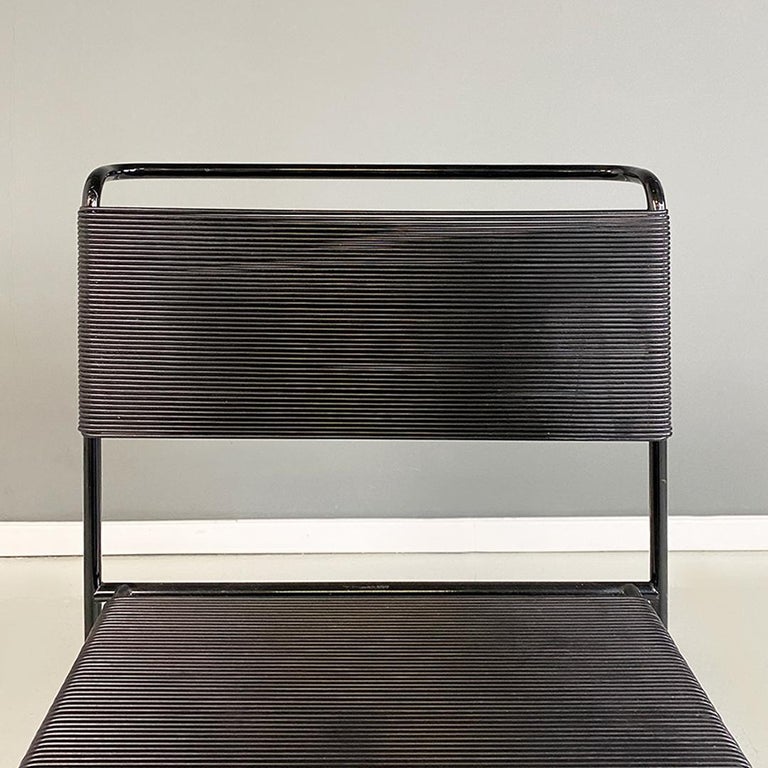 Italian Modern Black Scooby and Metal Spaghetti Chair by G. Belotti ...