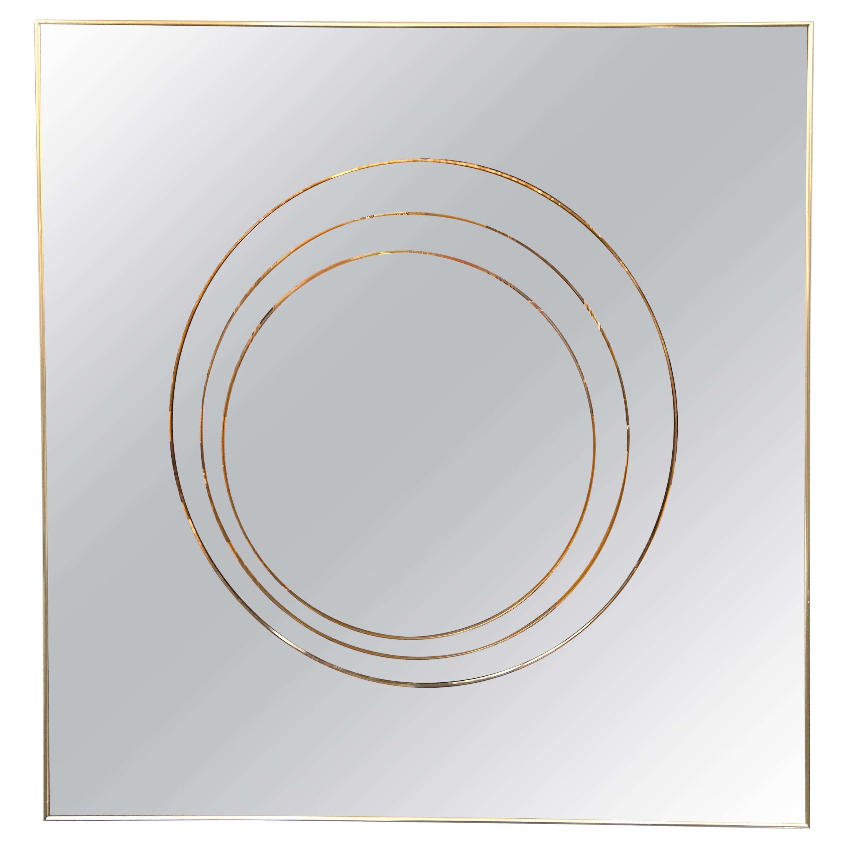 Italian Modern Bronze Mirror With Circular Design For Sale at 1stDibs