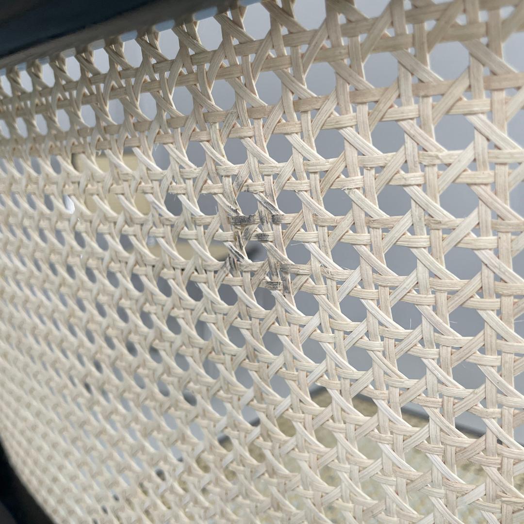 Italian modern chairs in black wood chromed metal and Vienna straw ...