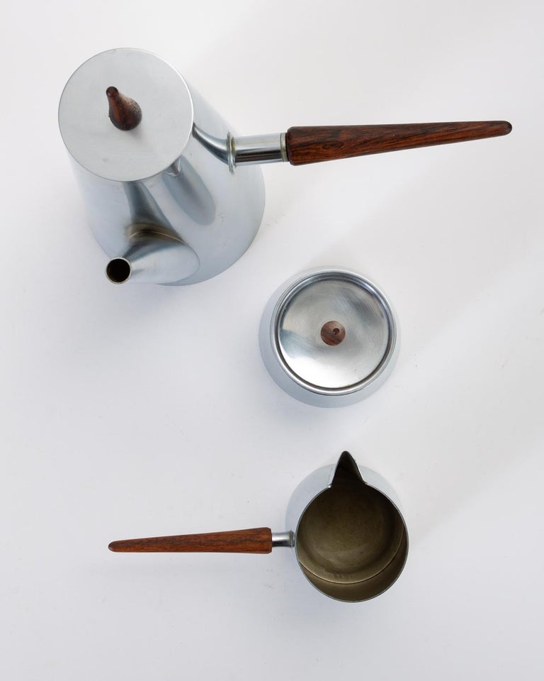 Italian Modern Coffee or Tea Service with Rosewood Handles at 1stDibs