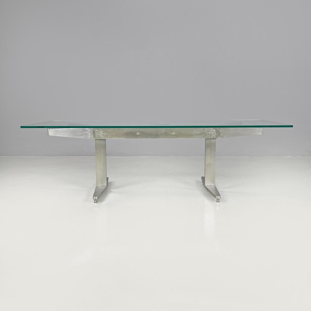 Italian modern coffee table with aluminum structure and glass top ...