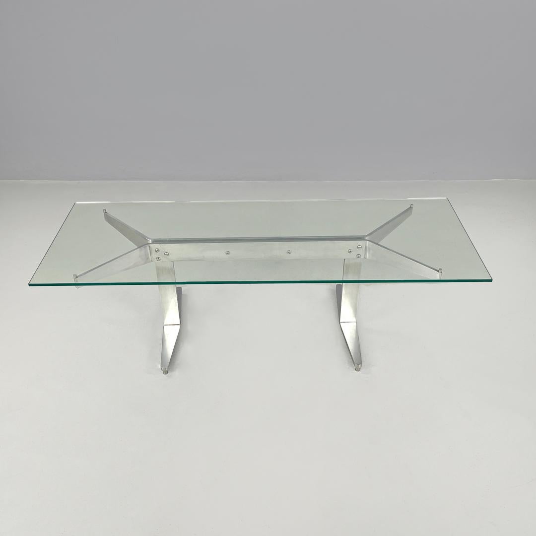 Italian modern coffee table with aluminum structure and glass top ...