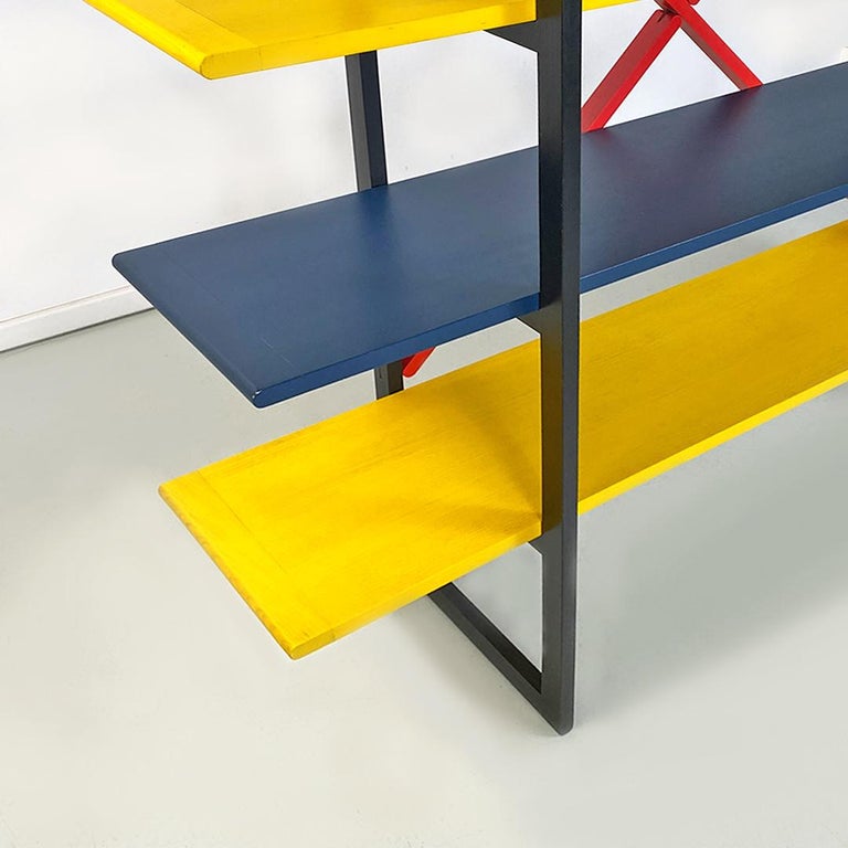 Italian modern colored solid wood self-supporting bookcase, 1980s For ...