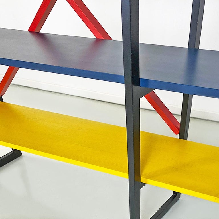 Italian modern colored solid wood self-supporting bookcase, 1980s For ...