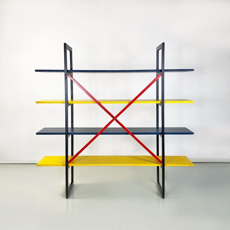 Italian modern colored solid wood self-supporting bookcase, 1980s For ...