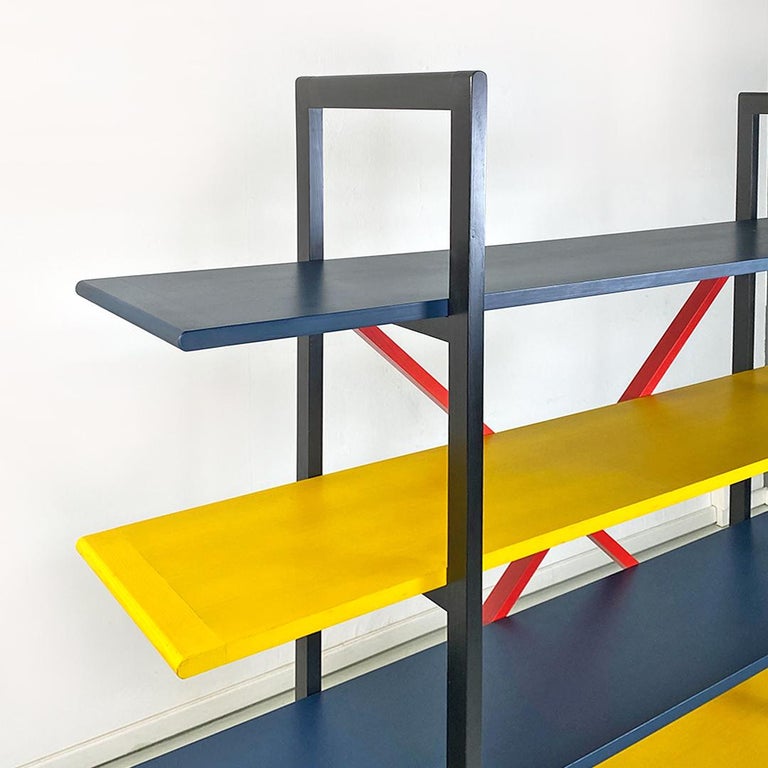 Italian modern colored solid wood self-supporting bookcase, 1980s For ...