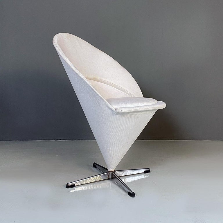 Italian Modern Conical Steel White Cotton Cone Chair Verner Panton ...