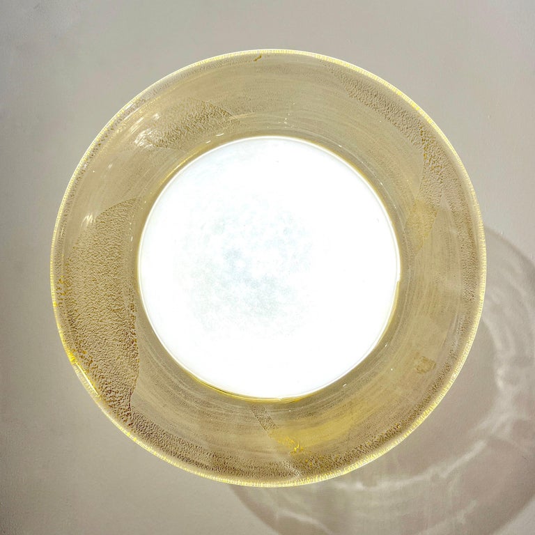 Italian Modern Cream Gold Murano Glass Brass Pair of Round Sconces ...