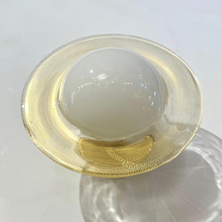 Italian Modern Cream Gold Murano Glass Brass Pair of Round Sconces ...