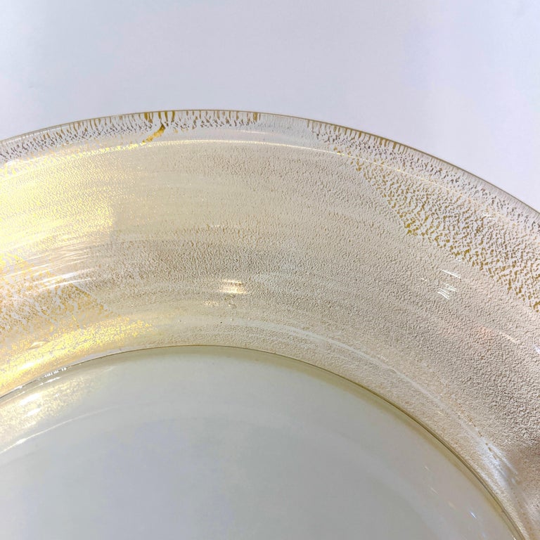 Italian Modern Cream Gold Murano Glass Brass Pair of Round Sconces ...