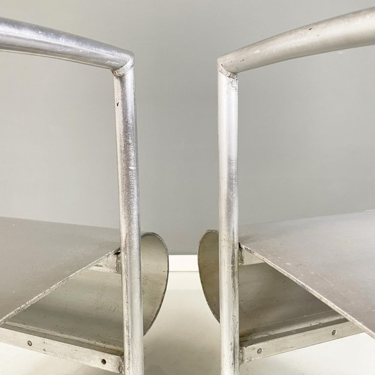 Italian Modern Curved Metal Chairs with Armrests, 1980s For Sale at 1stDibs