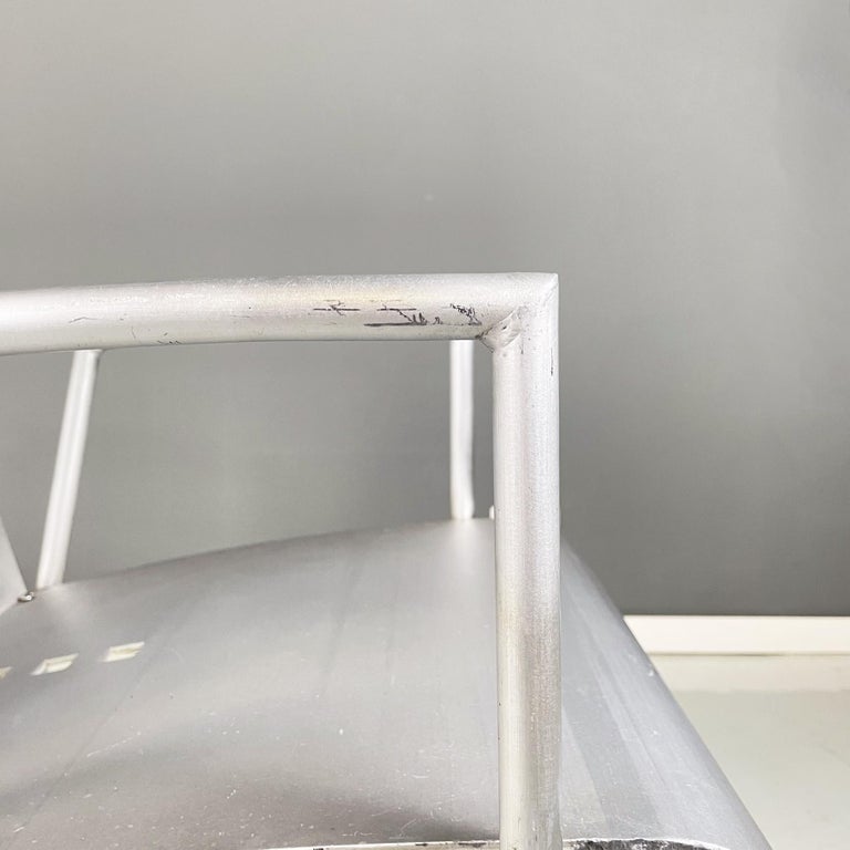 Italian Modern Curved Metal Chairs with Armrests, 1980s For Sale at 1stDibs
