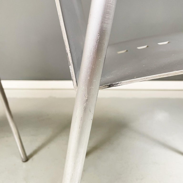 Italian Modern Curved Metal Chairs with Armrests, 1980s For Sale at 1stDibs