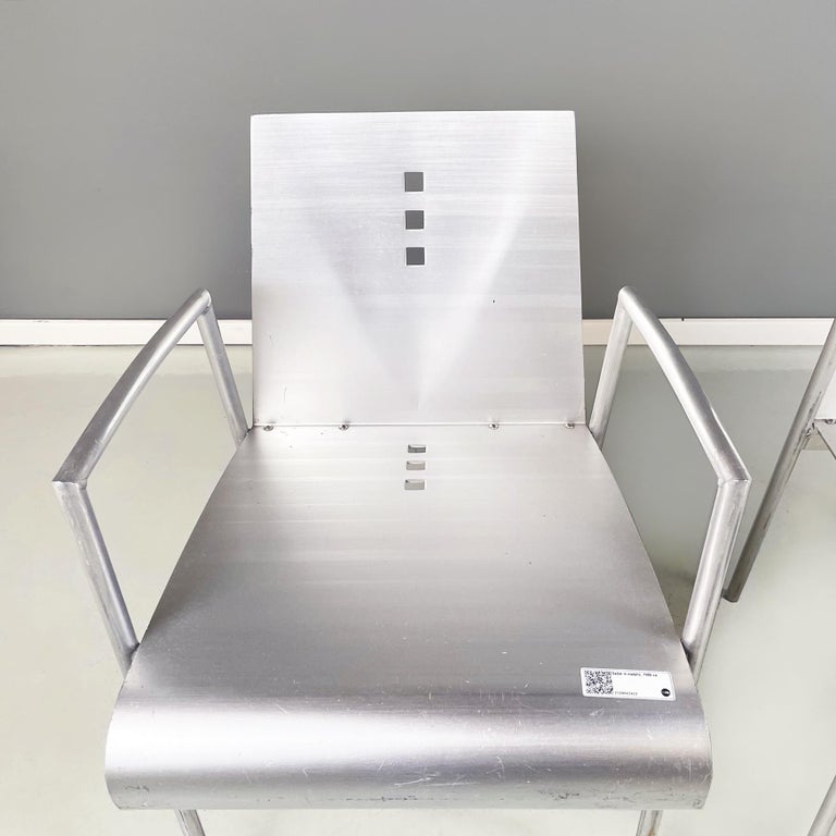Italian Modern Curved Metal Chairs with Armrests, 1980s For Sale at 1stDibs