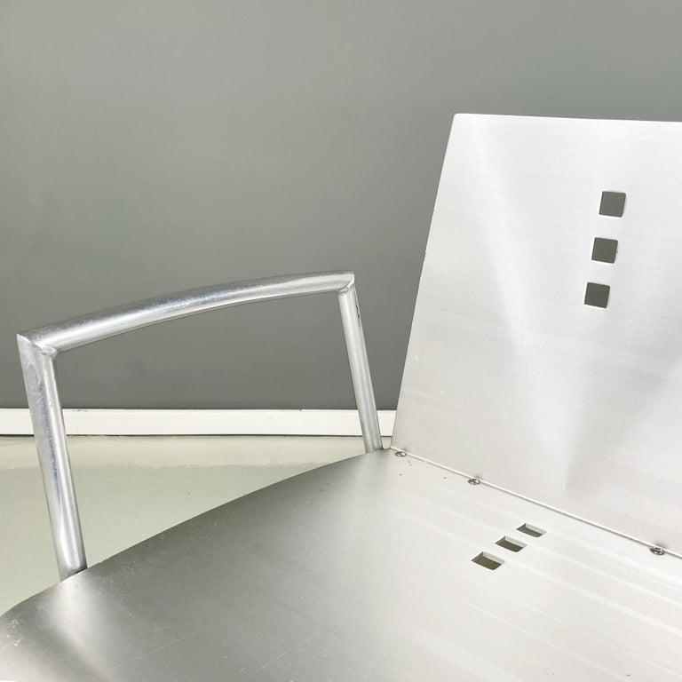 Italian Modern Curved Metal Chairs with Armrests, 1980s For Sale at 1stDibs