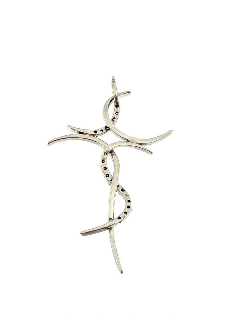 Italian Modern Design 18kt White Gold Cross with Diamonds For Sale at ...