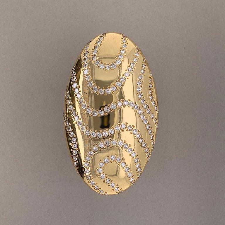 Italian Modern Diamond Gold Cocktail Ring For Sale at 1stDibs