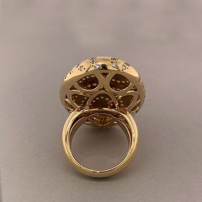 Italian Modern Diamond Gold Cocktail Ring For Sale at 1stDibs