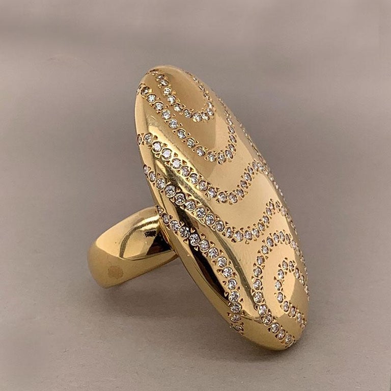Italian Modern Diamond Gold Cocktail Ring For Sale at 1stDibs