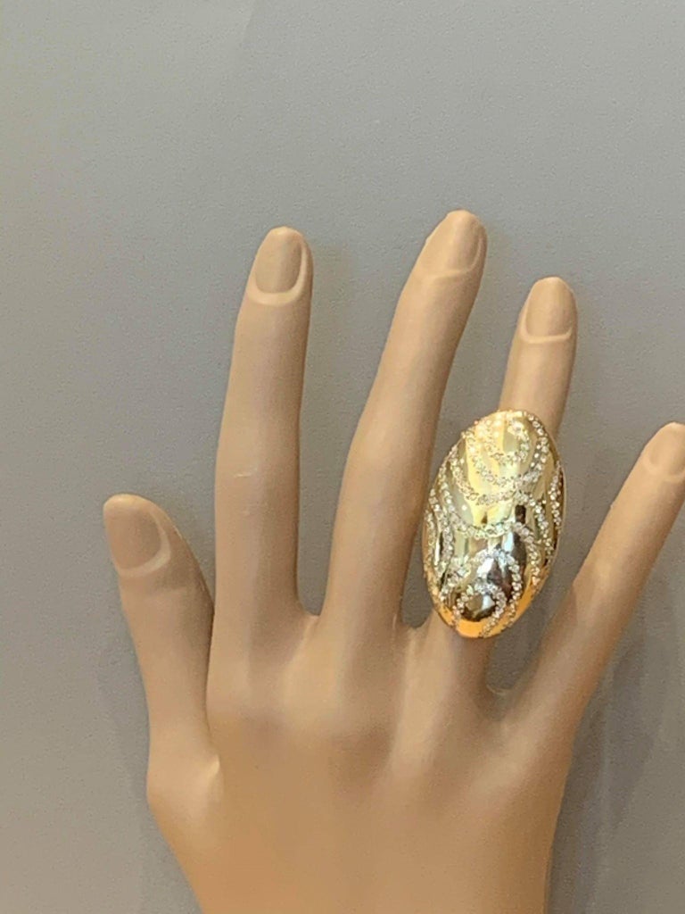 Italian Modern Diamond Gold Cocktail Ring For Sale at 1stDibs