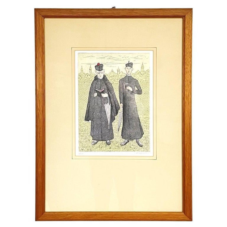 Italian Modern Engraving Print of Priests by Gianfilippo Usellini, 1900 ...
