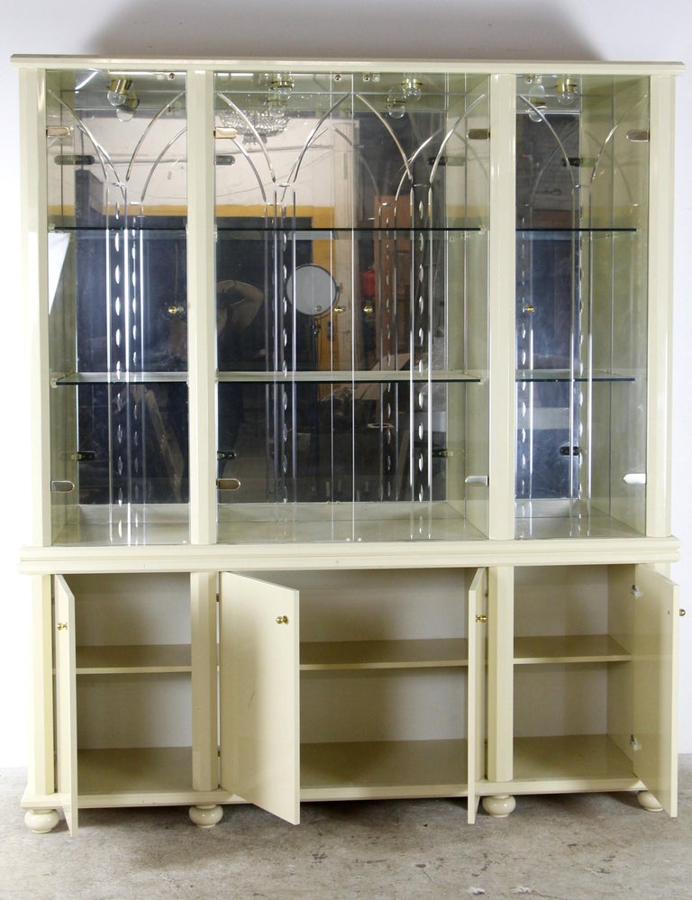 Italian Modern Etched Glass Dining Room Hutch Cabinet, Interior Lights ...