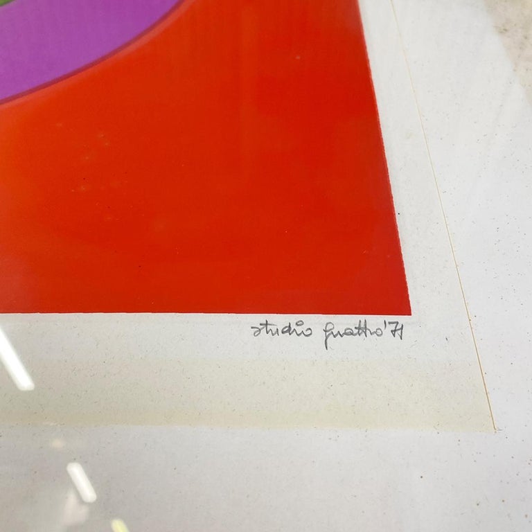 Italian Modern Geometric and Colored Wall Lithograph by Studio Quattro ...