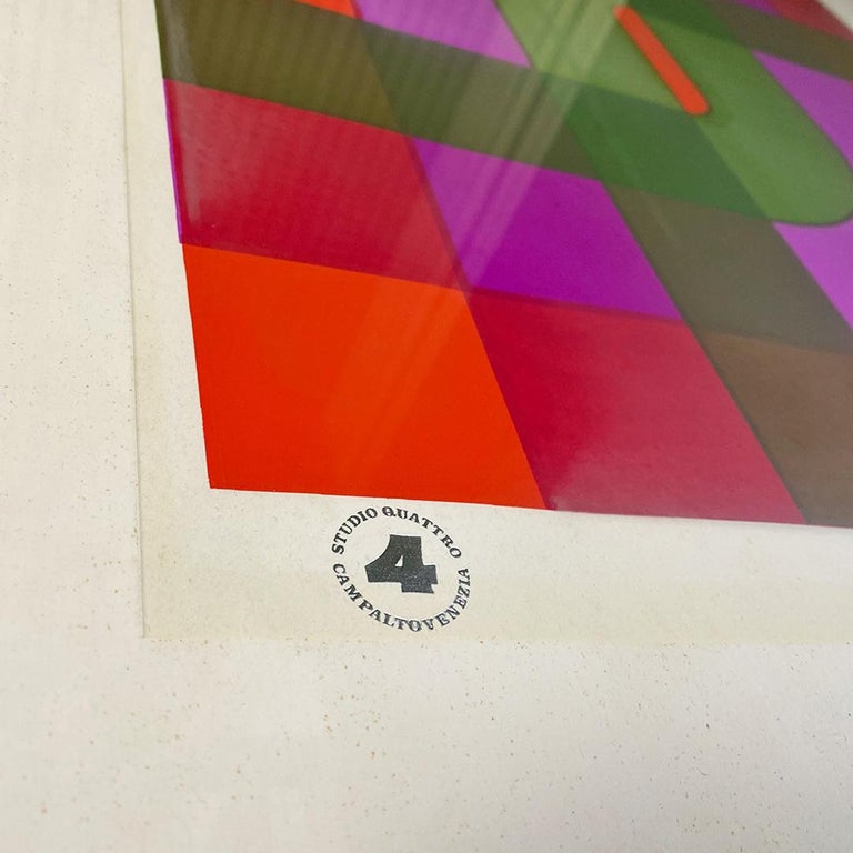 Italian Modern Geometric and Colored Wall Lithograph by Studio Quattro ...