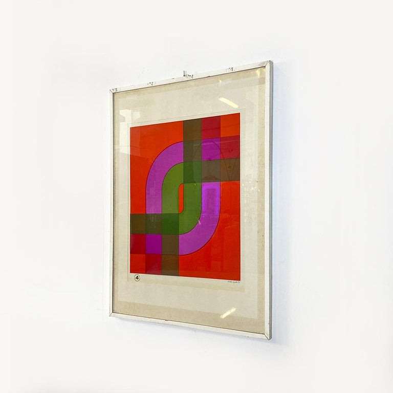 Italian Modern Geometric and Colored Wall Lithograph by Studio Quattro ...