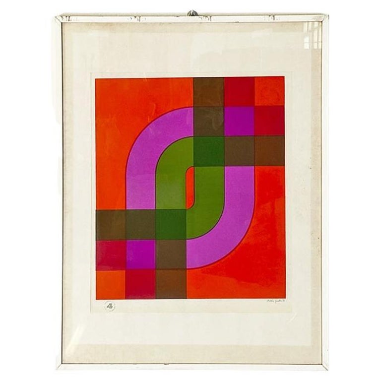 Italian Modern Geometric and Colored Wall Lithograph by Studio Quattro ...