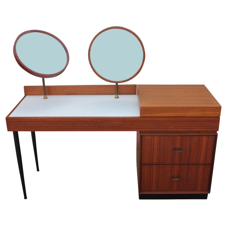Italian Modern Gio Ponti Style Vanity with Articulated Circular Mirrors ...
