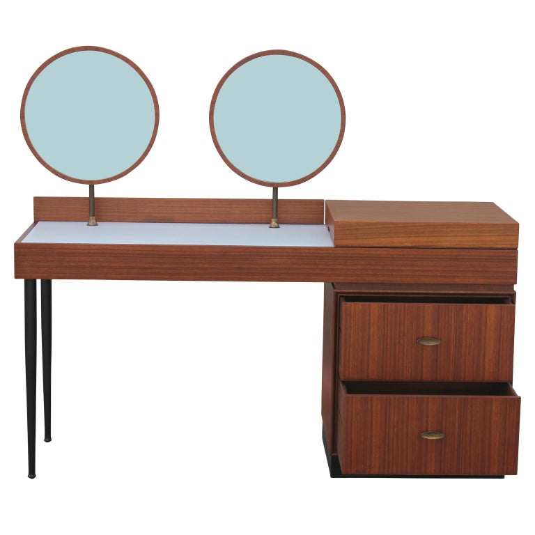 Italian Modern Gio Ponti Style Vanity with Articulated Circular Mirrors ...