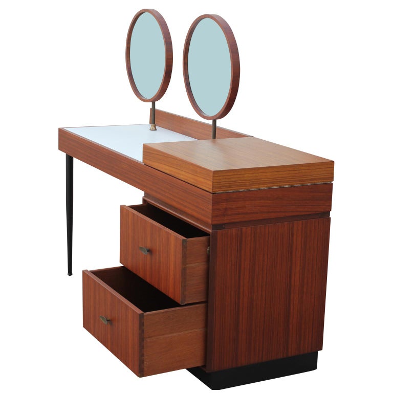 Italian Modern Gio Ponti Style Vanity with Articulated Circular Mirrors ...